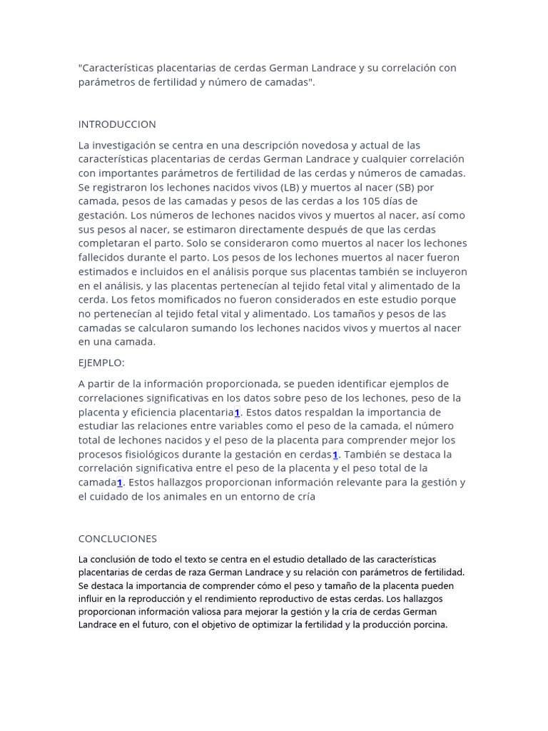 Características Placentarias de Cerdas German Landrace y Su Correlación ...
