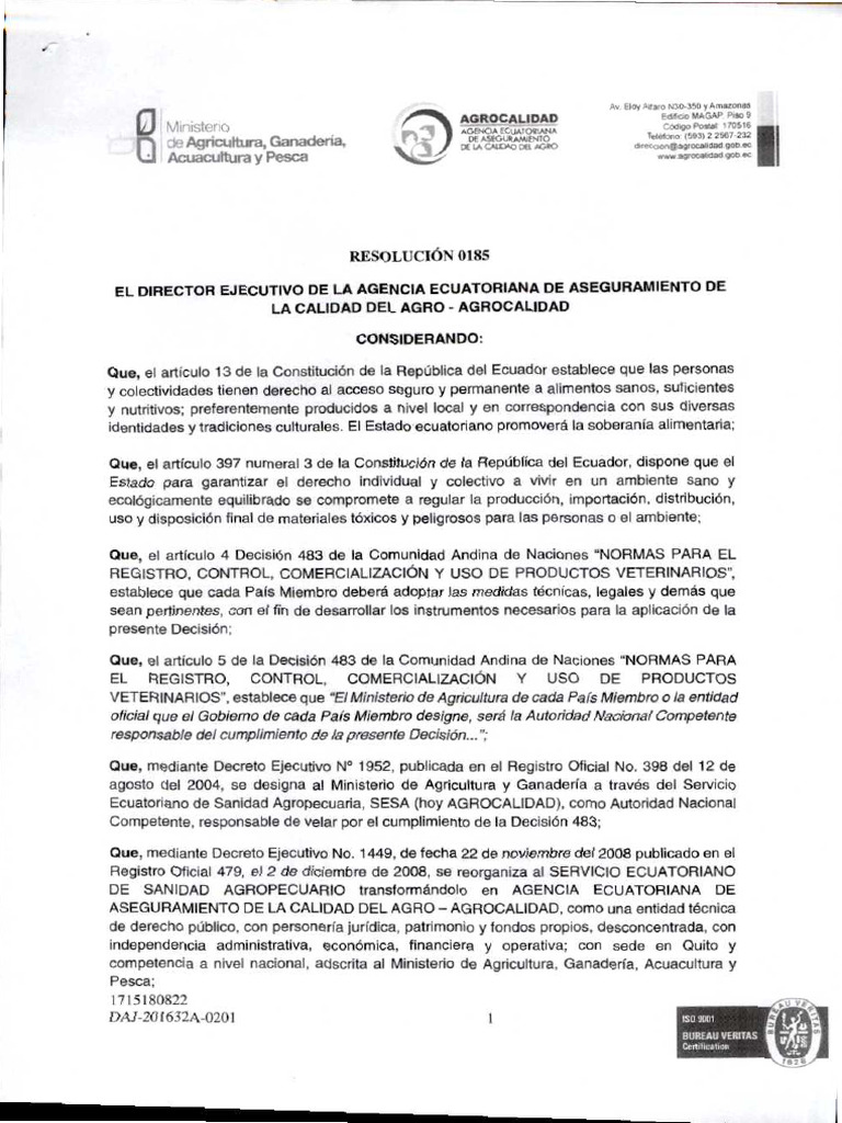 Resolucion 0185 PSC | PDF | Ecuador | Justicia