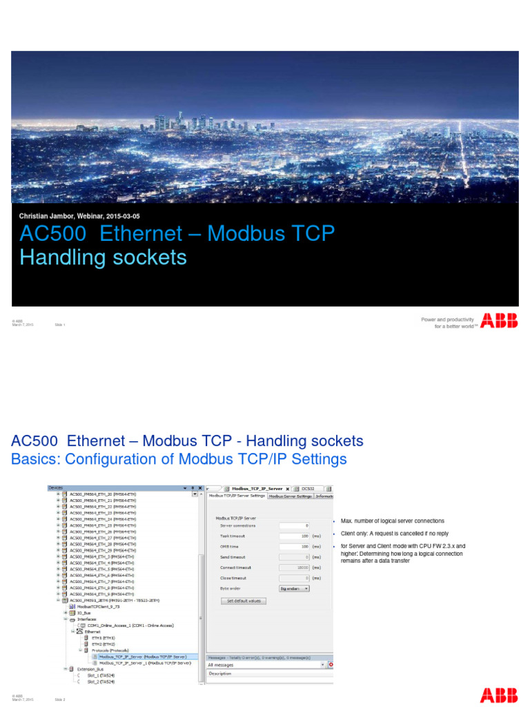 AC500 Ethernet Modbus TCP Handling Sockets | PDF | Network Socket | Transmission Control Protocol