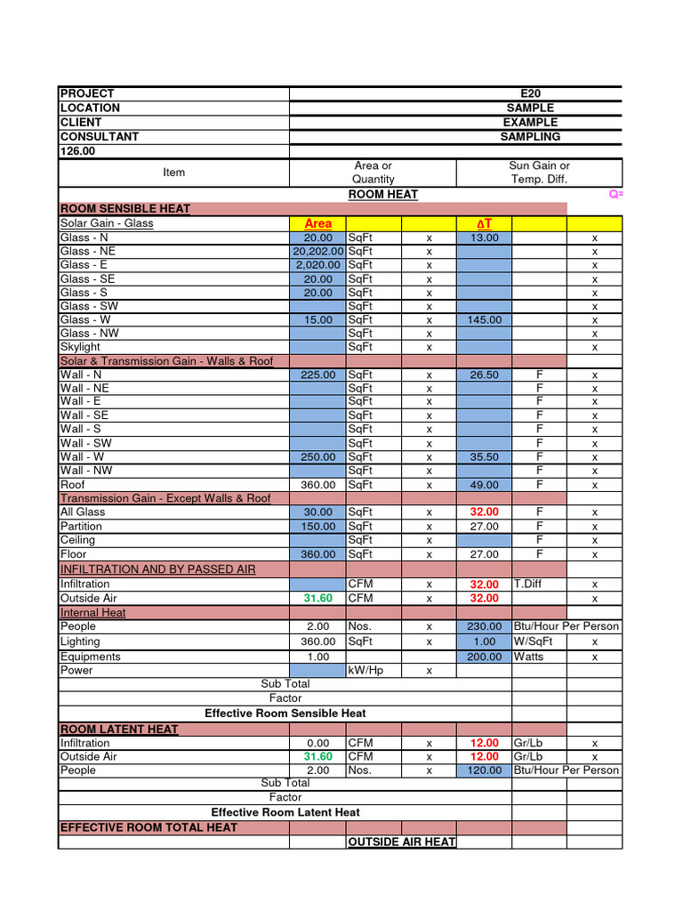 E-20heat Load Sheet2 | PDF | Sustainable Architecture | Thermodynamics
