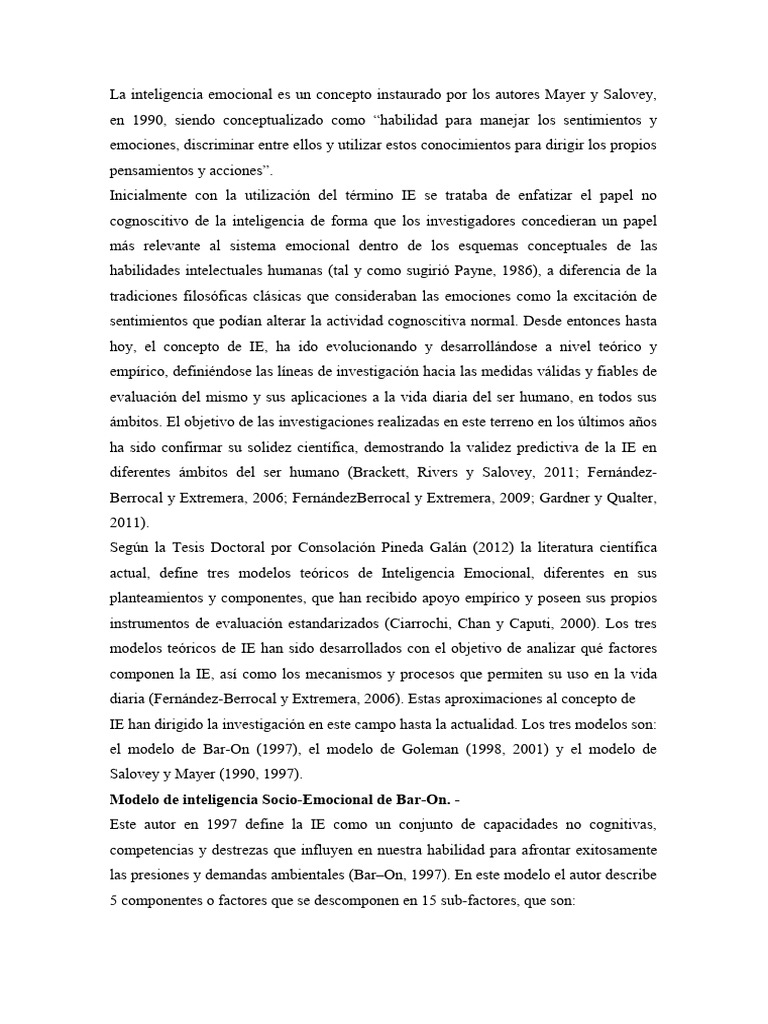 La Inteligencia Emocional Es Un Concepto Instaurado Por Los Autores
