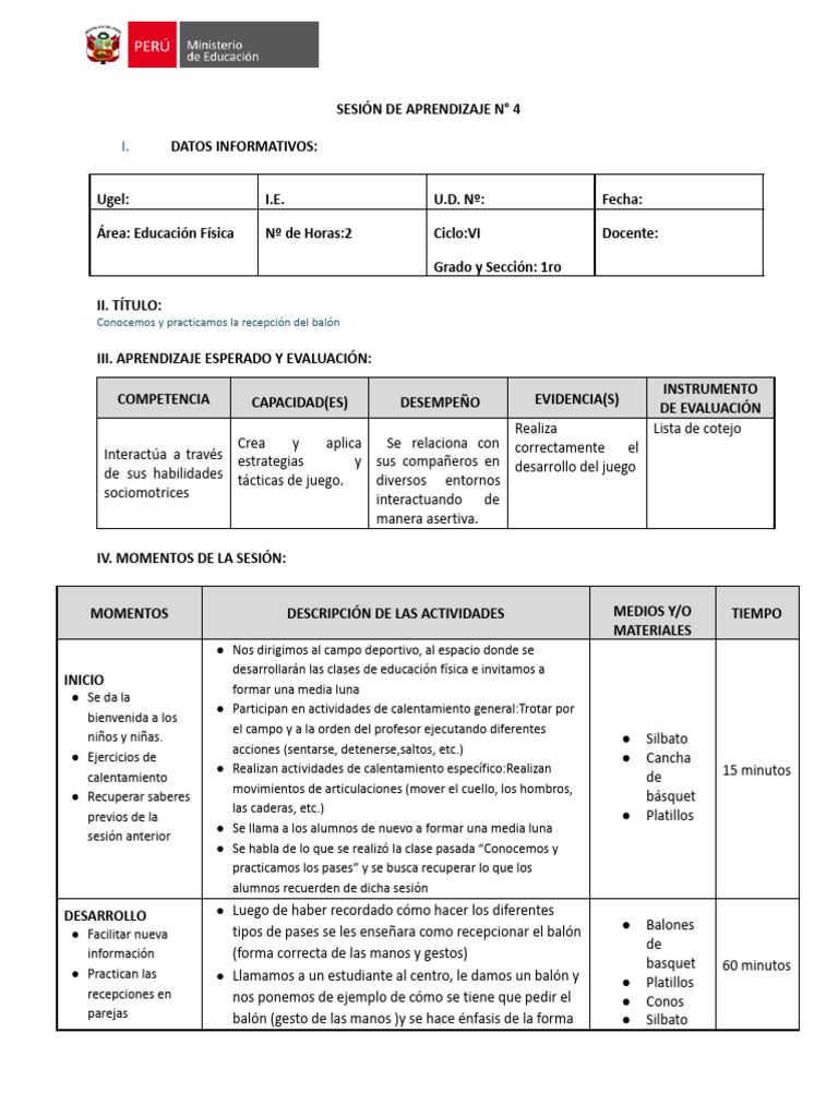 1-Esquema de Sesion de Aprendizaje | PDF | Evaluación | Aprendizaje
