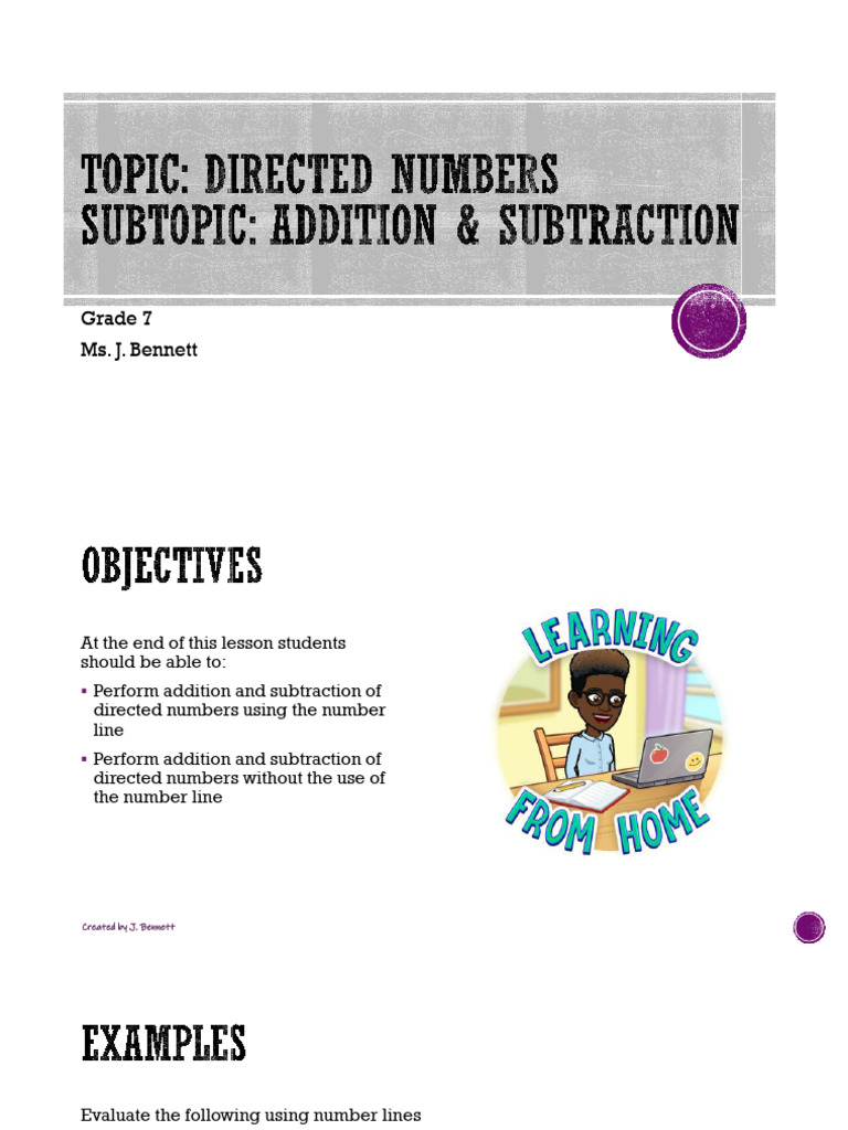 directed numbers - number line | PDF