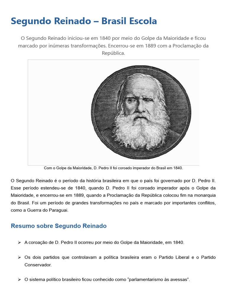 Segundo Reinado - Brasil Escola | PDF | Escravidão | Abolicionismo