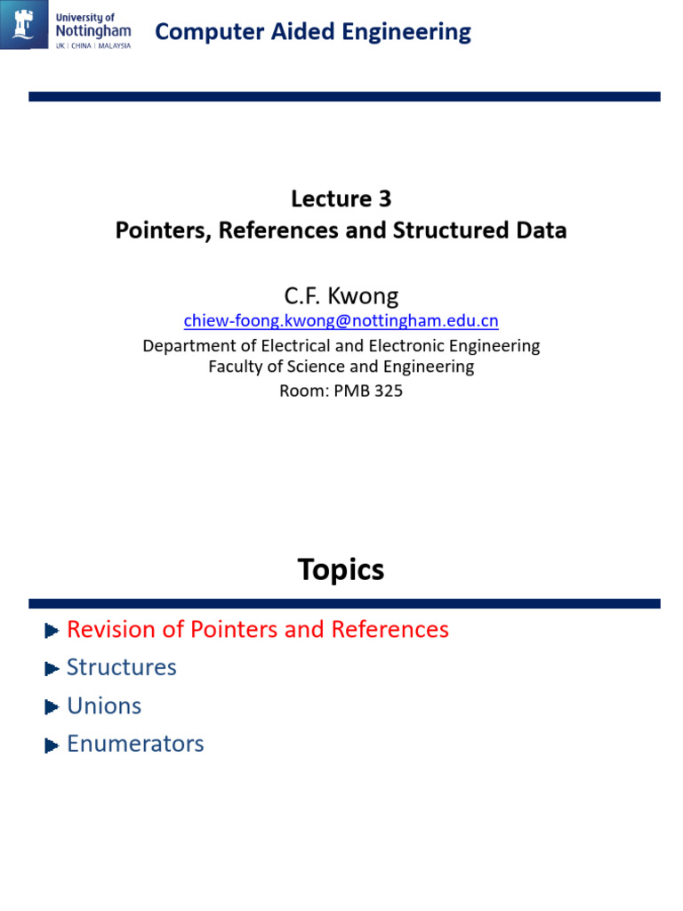 Lecture 3 Pointers Reference And Structured Data Pdf Pointer Computer Programming 4571