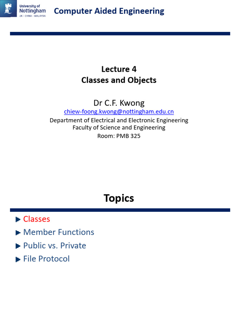 Lecture 4 Classes And Objects Pdf Class Computer Programming Software Engineering