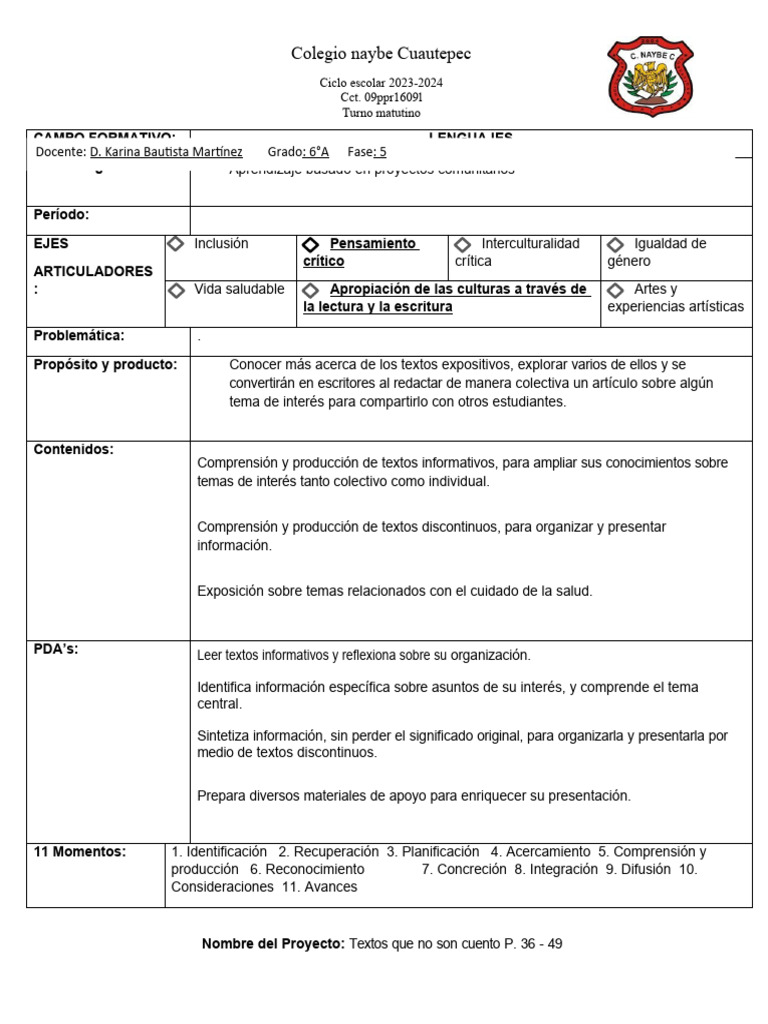 Proyecto 13 Entrega 6° Kary | PDF | Evaluación | Entorno natural
