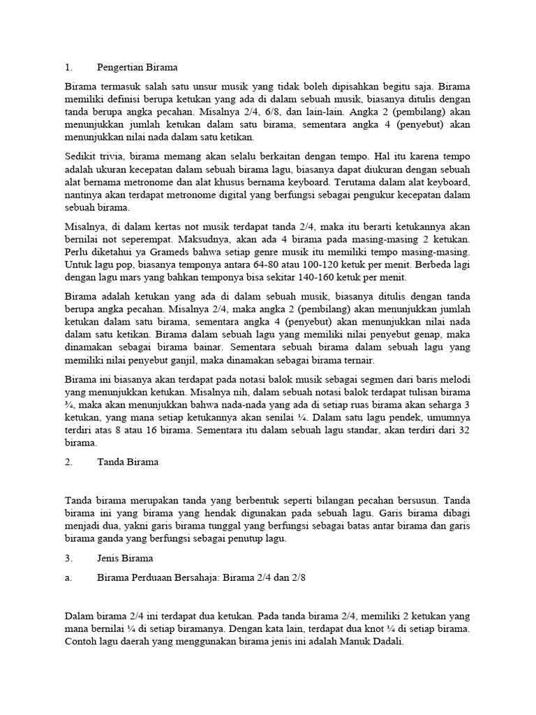 Pengertian dan Jenis Birama Musik | PDF