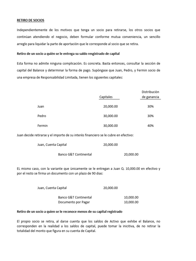 Retiro de Socios | PDF | Business | Negocios económicos