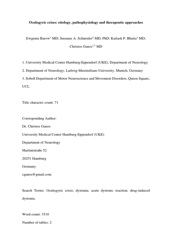Oculogyric Crises: Causes and Treatments | PDF | Antipsychotic | Dystonia