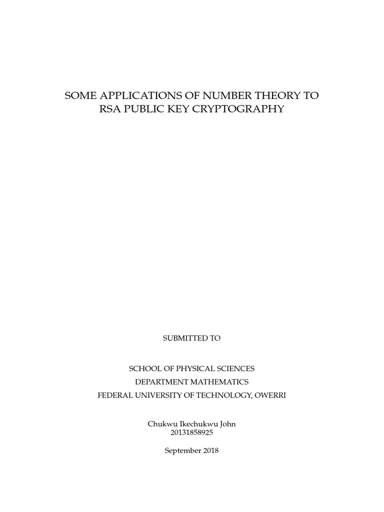 Some Applications of Number Theory To RS | PDF | Cryptography | Public ...