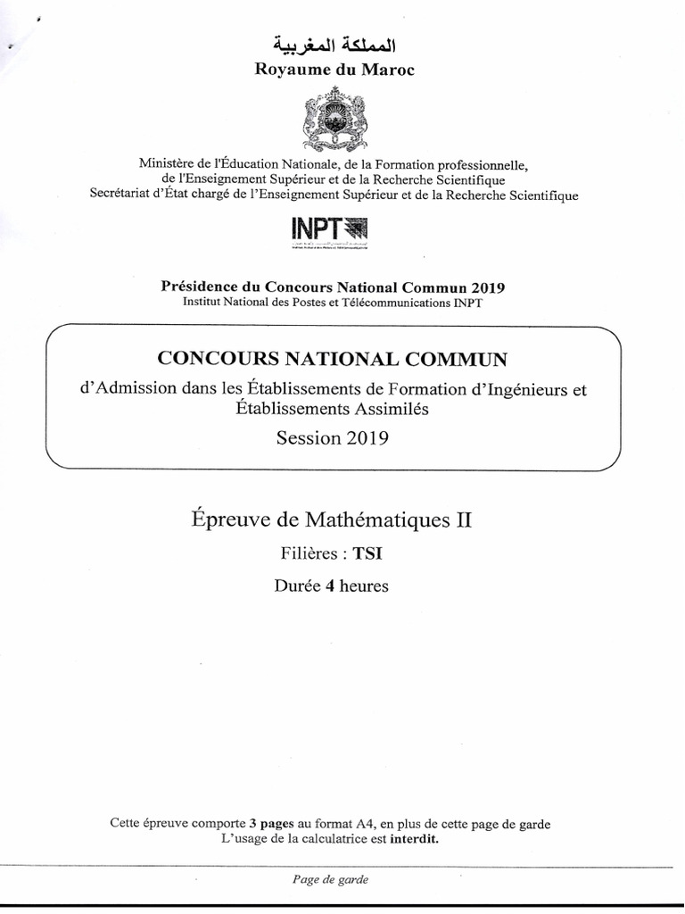 CNC 2019 Math-2 Tsi | PDF