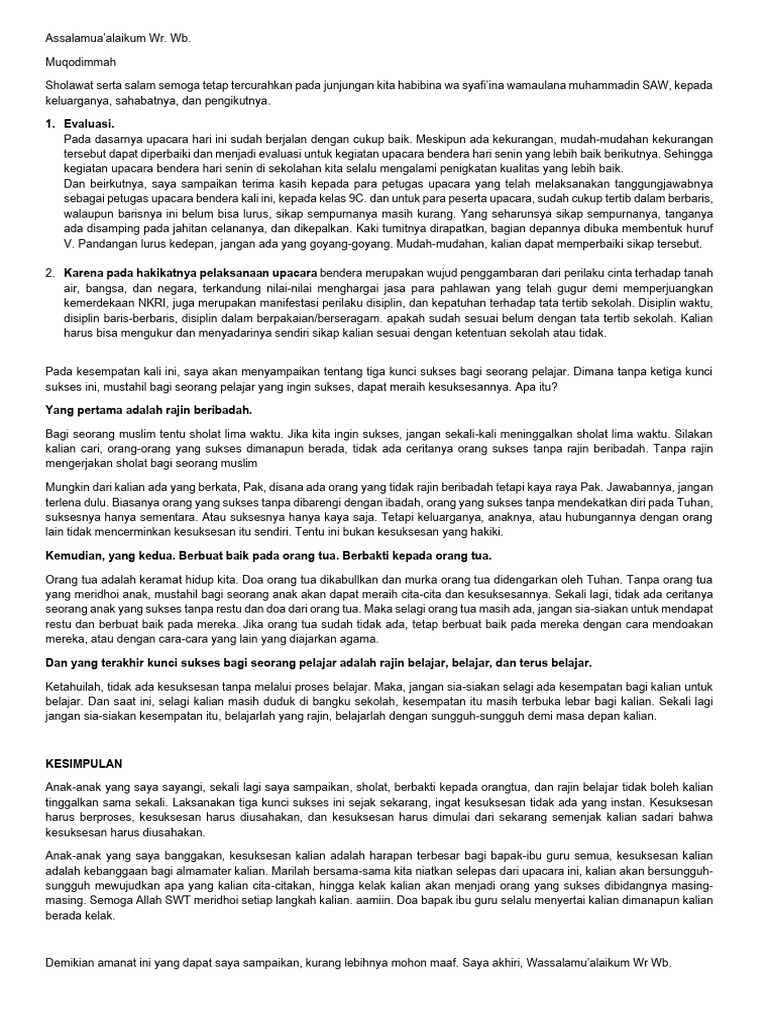 Sambutan Amanat Pembina Upacara | PDF