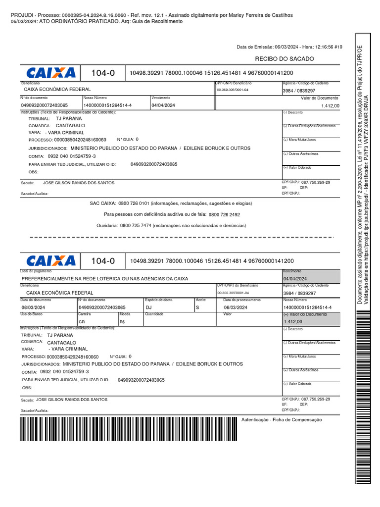 Recibo Do Sacado | PDF