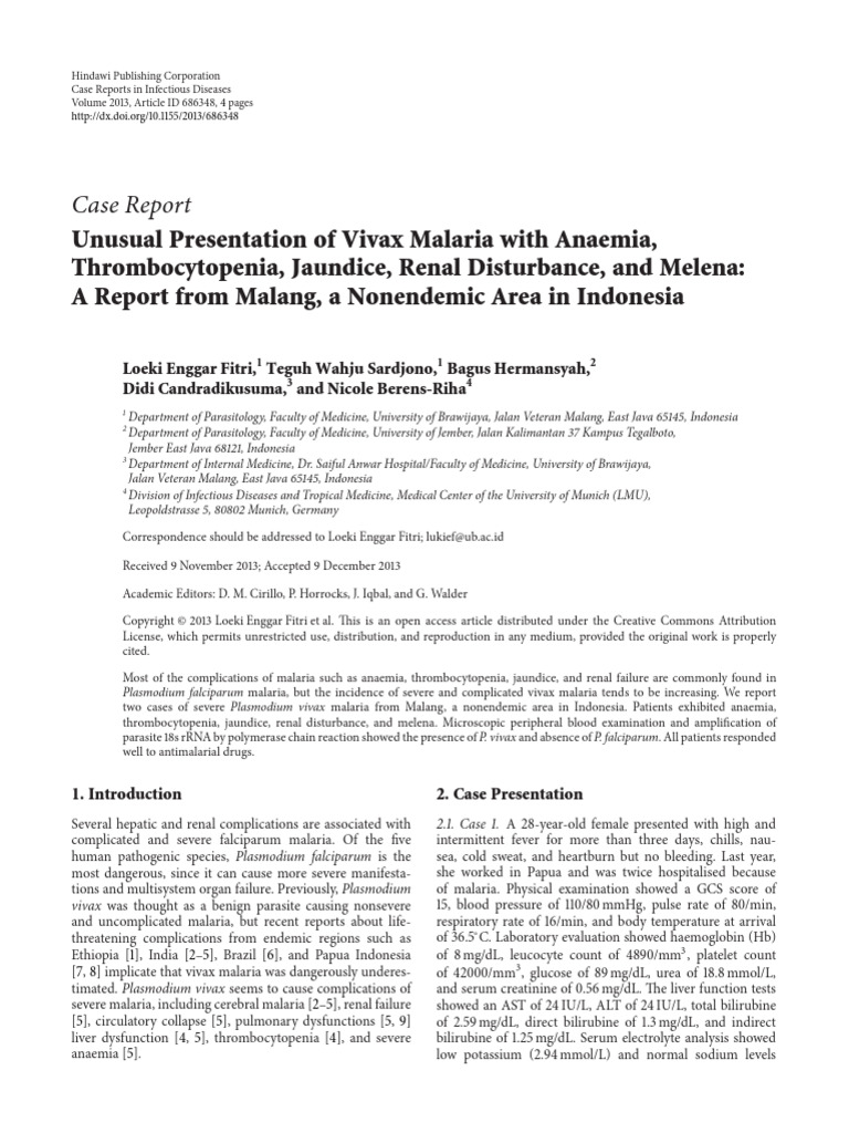 Kasus Minggu 1 Tutorial TM - Malaria | PDF | Malaria | Plasmodium Falciparum