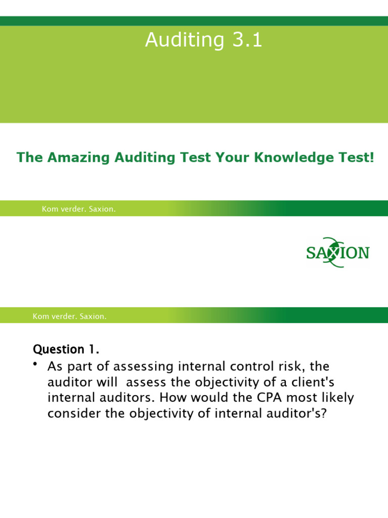 Auditing 3.1 The Amazing Auditing Test Your Knowledge Test! | PDF ...