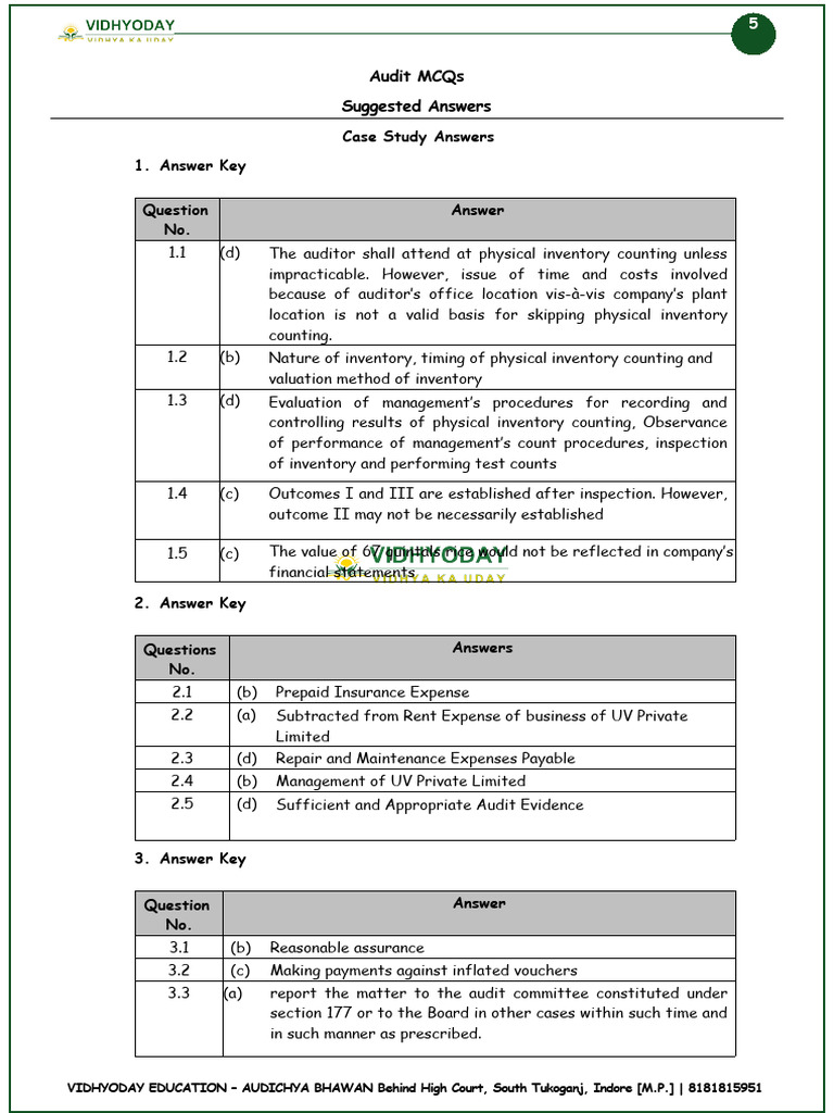 Audit Case Study Answers | PDF | Audit | Financial Audit