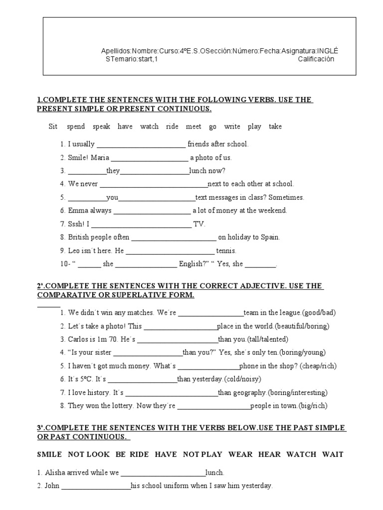 Grammar and Vocabulary Test | PDF