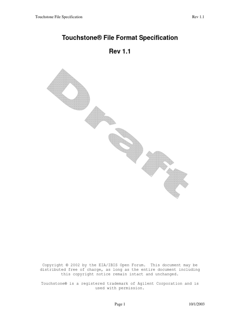 Touchstone File Format Specification Revision 1.1 Draft | PDF | Hertz | Computing