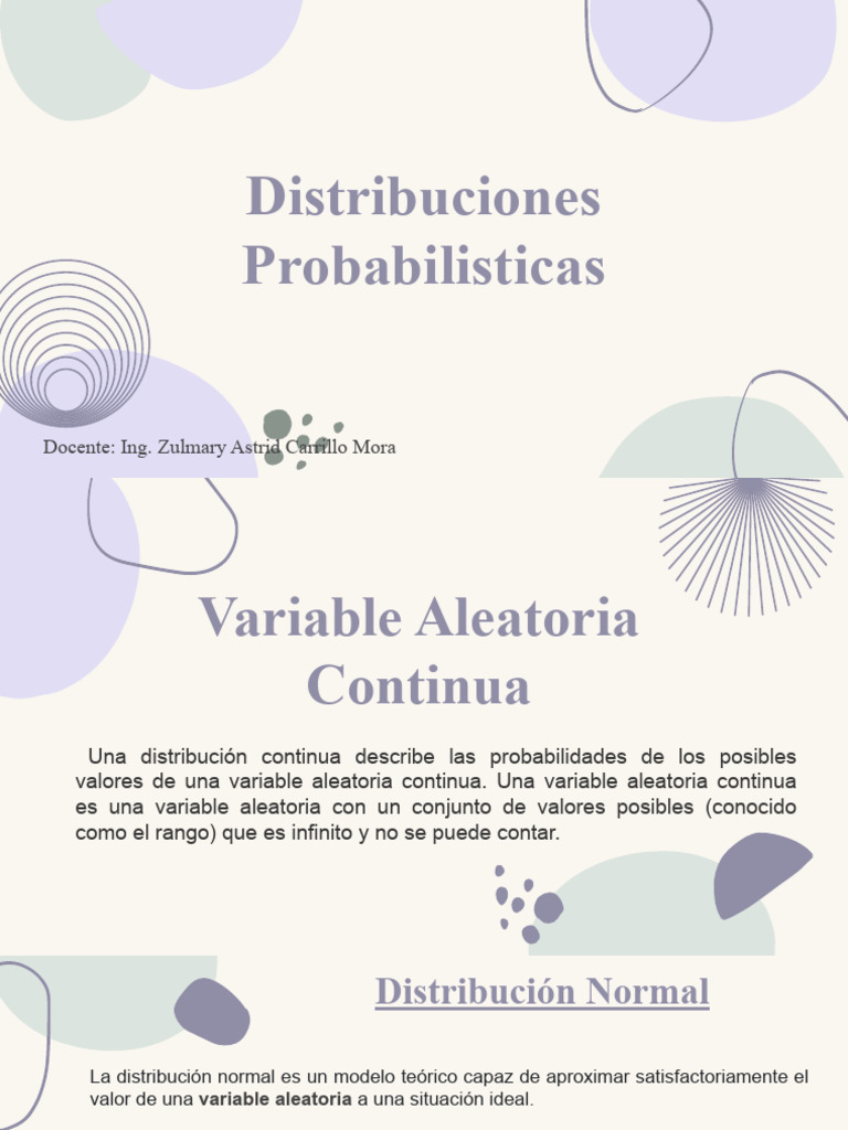 Distribuciones Probabilisticas - Variable Aleatoria Continua | PDF | Teoría de la estimación ...