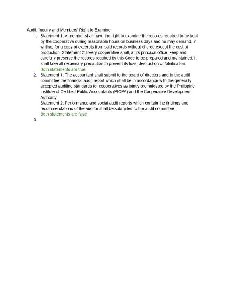 Audit, Inquiry and Members' Right To Examine | PDF | Business | Finance ...
