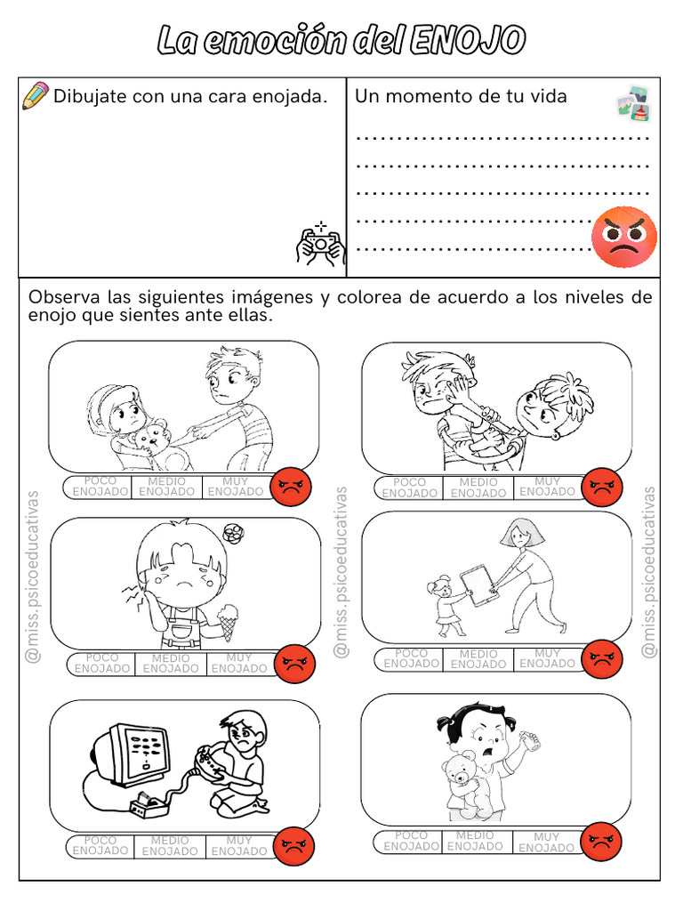 Ficha Actividad + Cuento Enojo | PDF