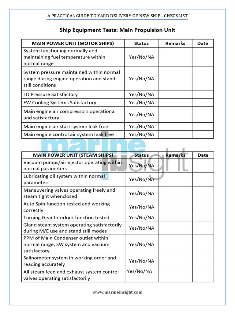 Equipment Test Main Propulsion Unit | PDF | Marine Propulsion | Engines