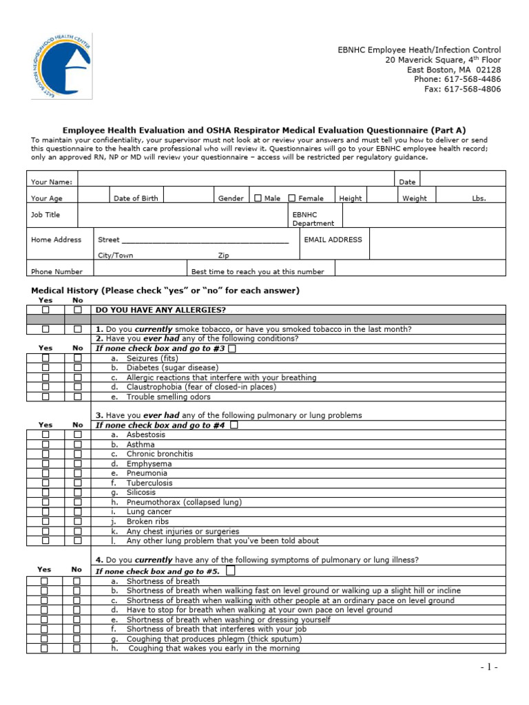 Pre-Employment OSHA Questionnaire 06.23.2022 PACE. WINDA 4 | PDF ...