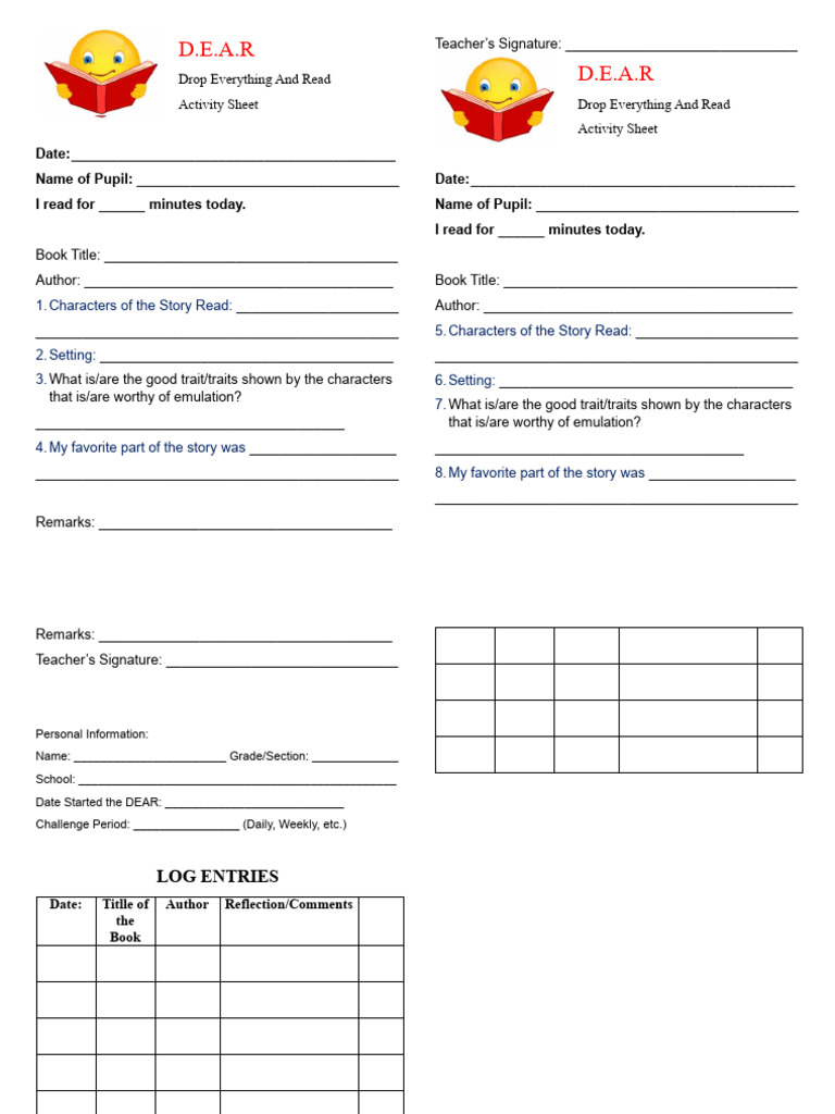 D.E.A.R Activity Sheet Template | PDF | Self-Improvement