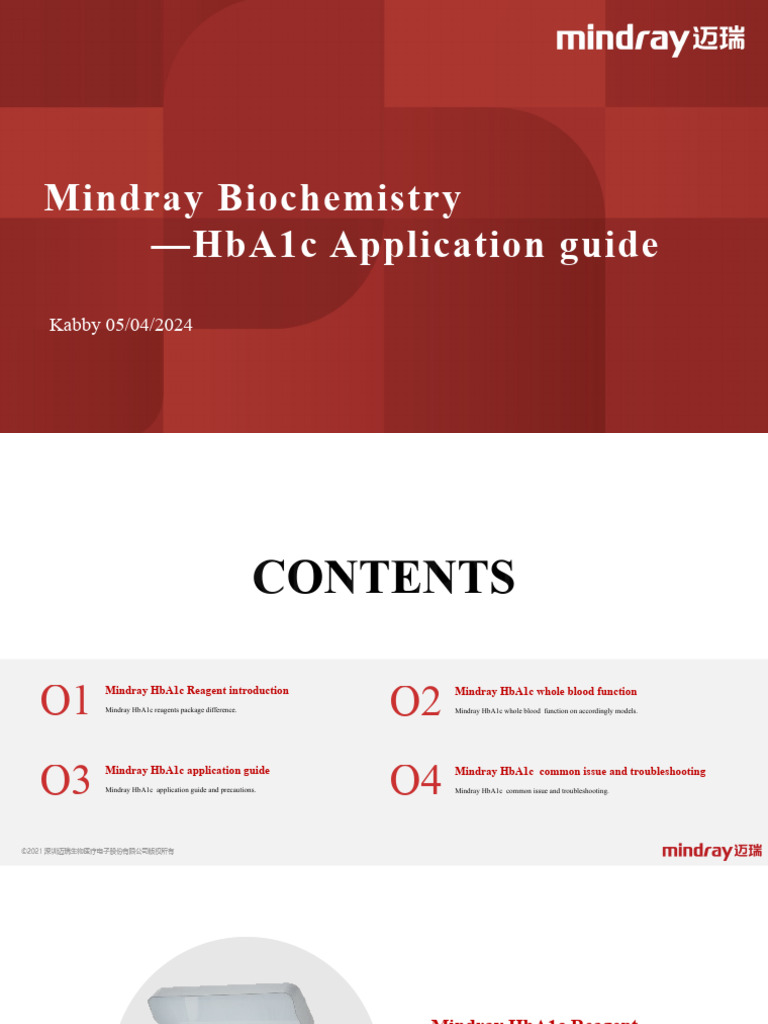 Mindray biochemistry-HbA1C Application Guide-V3 | PDF | Glycated Hemoglobin
