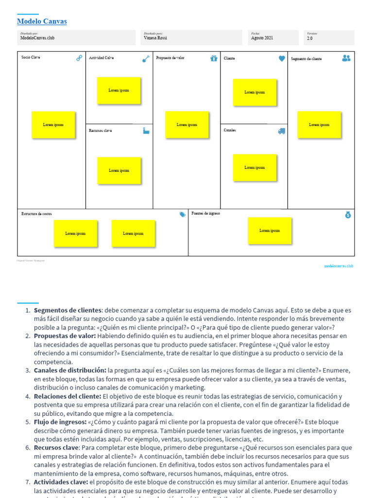 Guía Completa del Modelo Canvas | PDF | Procesos de negocio | Marketing