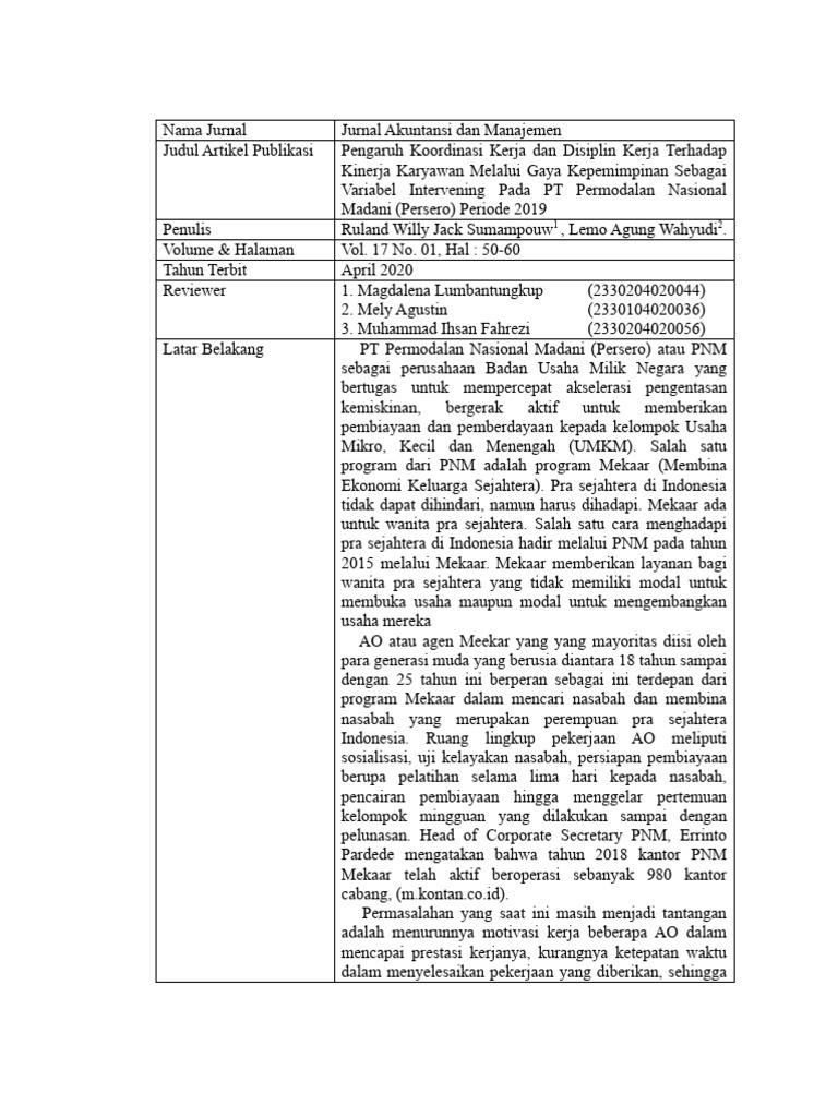 Review Jurnal Kelompok | PDF | Karier & Perkembangan | Bisnis