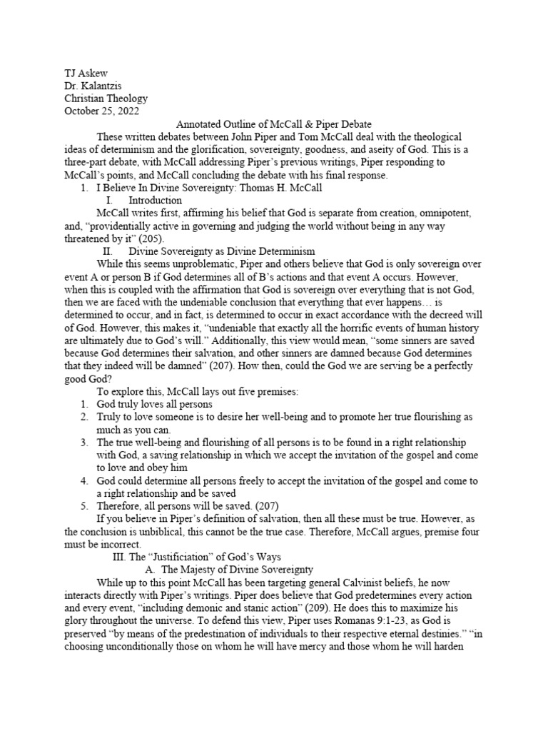 McCall & Piper Outline - Askew, TJ | PDF | God | Glory (Religion)