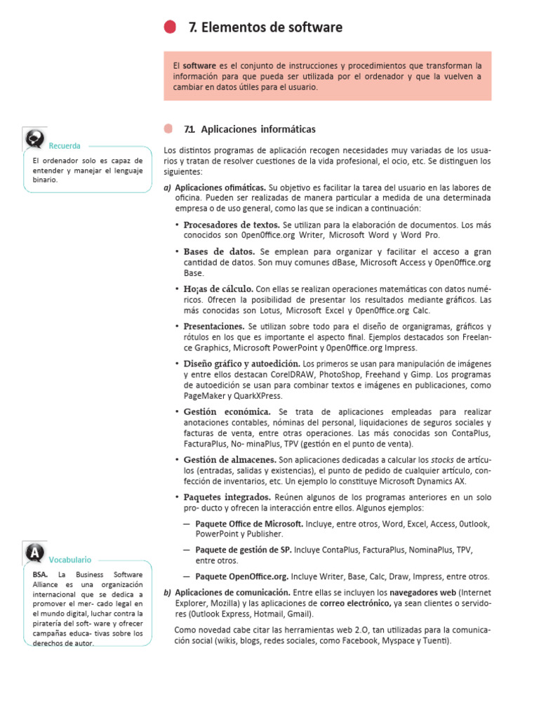 Tipos y Elementos del Software Informático | PDF | Software libre ...