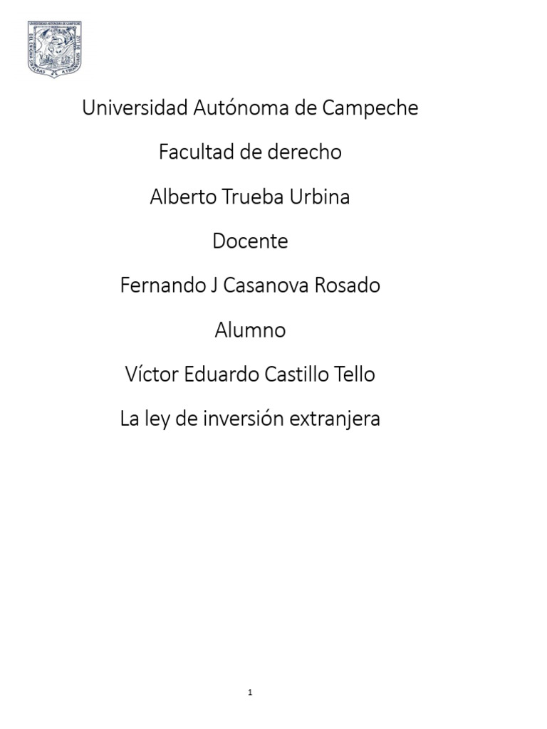 Ley de Inversión Extranjera en México | PDF | México | Sociedad