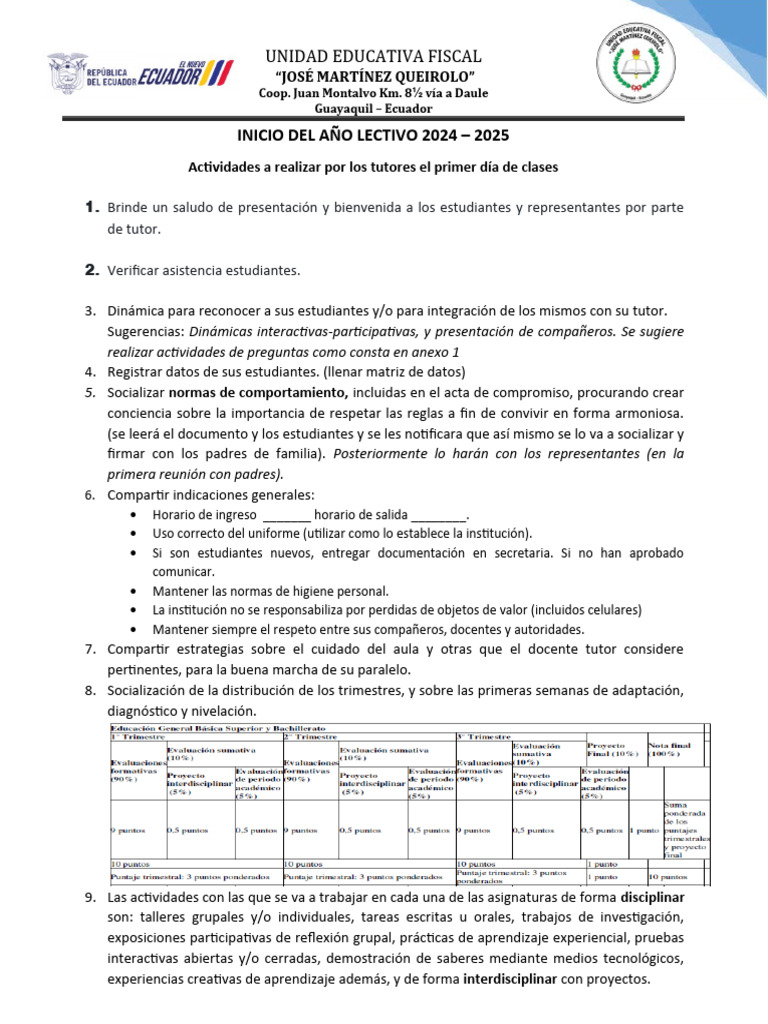 Actividad para El Primer Día de Clases | PDF | Aprendizaje