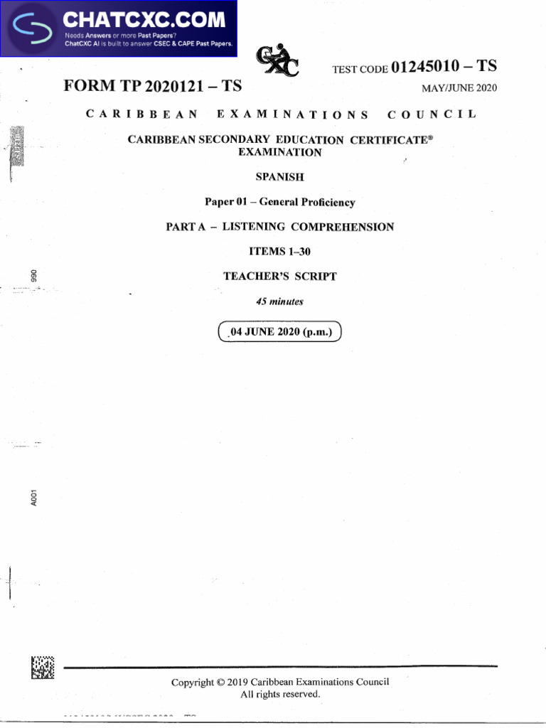 CSEC_Spanish_P1_2020 | PDF