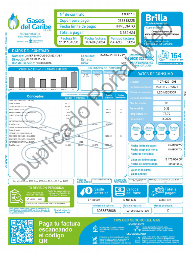 Consumo y Facturación de Gas Natural | PDF