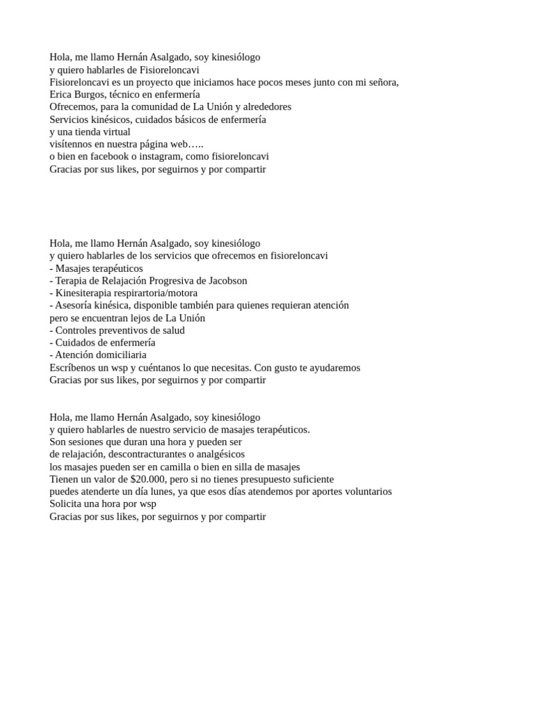 guiones reels | PDF | Masaje | Medicina CLINICA