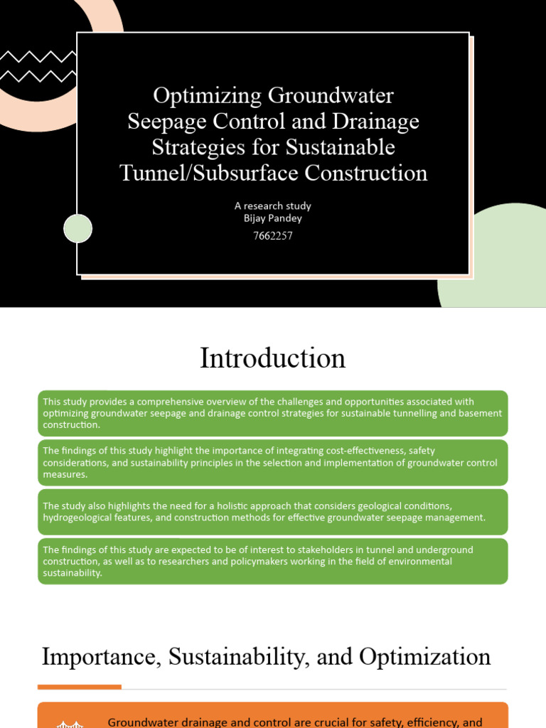 Presentation Optimizing Groundwater Seepage Control and Drainage Strategies For Sustainable ...