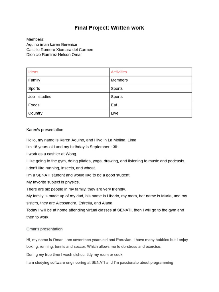 Final Poject | PDF | Foods