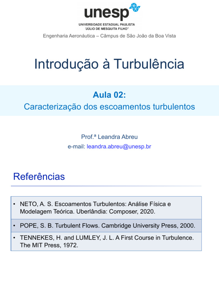 Aula02 Caracterizacao | Download grátis PDF | Turbulência | Mecânica dos fluidos