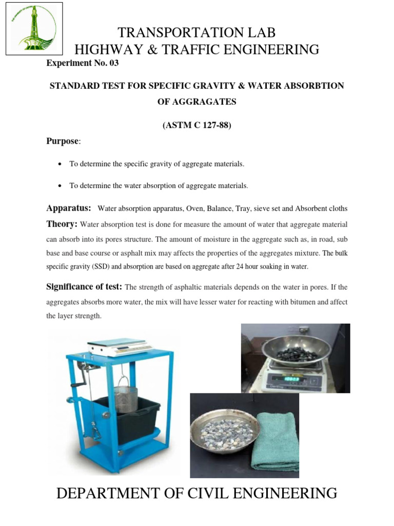 Exp 09 Specific Gravity of Aggragate | PDF | Construction Aggregate | Water