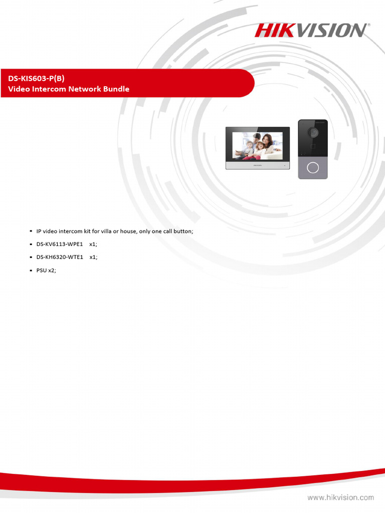 DS KIS603 PB Video Intercom Network Bundle - Datasheet - 20230531 | PDF ...
