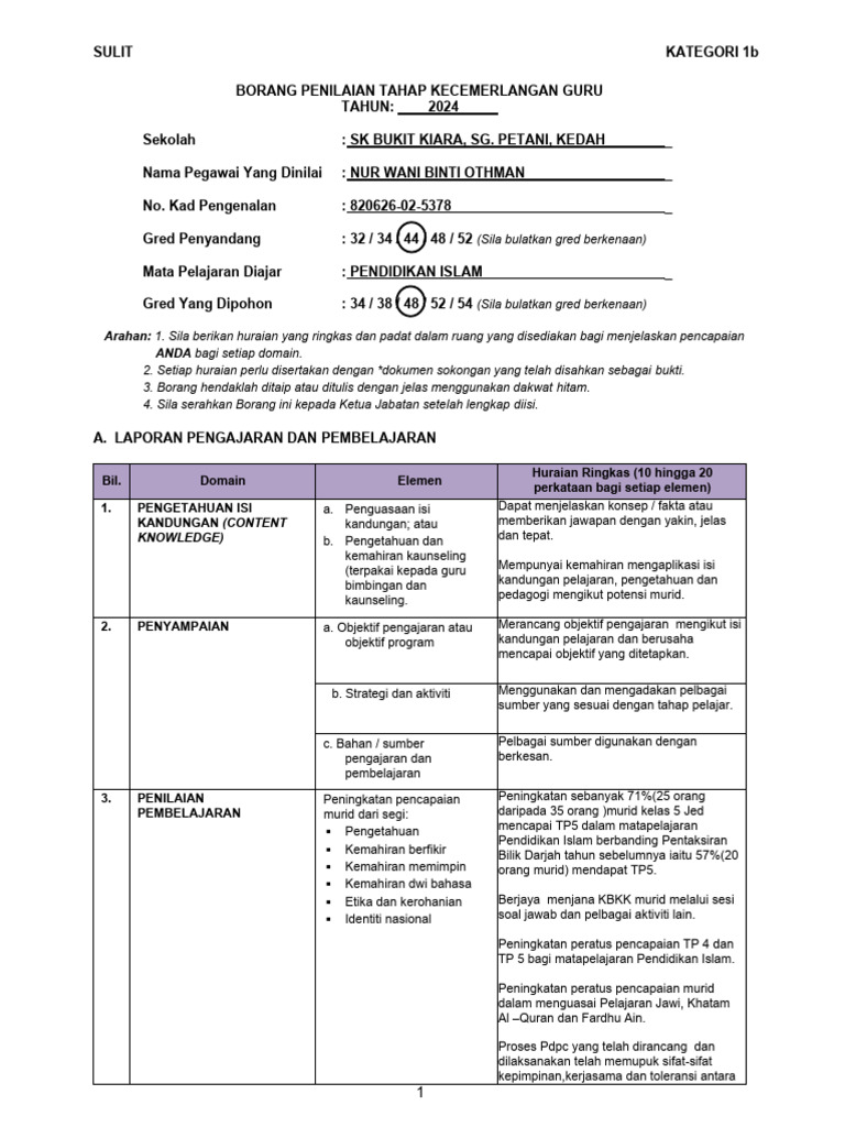 Borang Timebased Nur Wani Othman | PDF