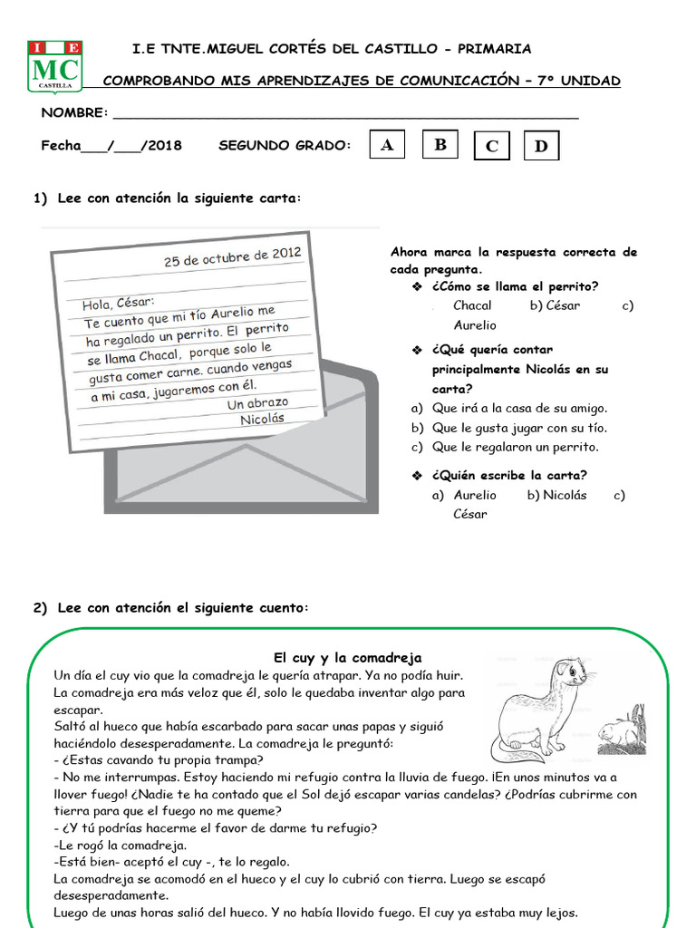Examen De Comunicación 2018 Pdf
