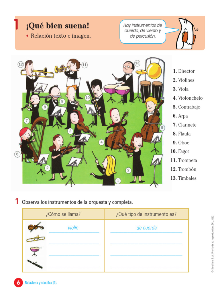 Ficha 1 y 2 de Compresión Lectora | PDF | Orquestas | Instrumentos ...