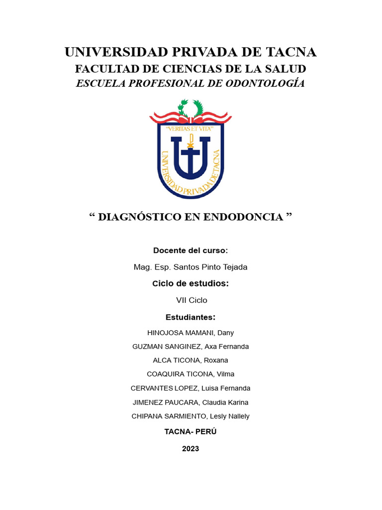 DIAGNOSTICO EN ENDODONCIA | PDF | Diagnostico medico | Cuidado de la salud