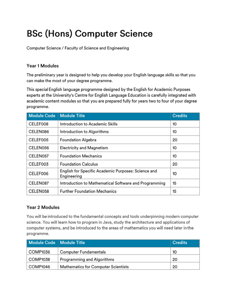 UG FOSE EN Module BSC CS 2021 | PDF