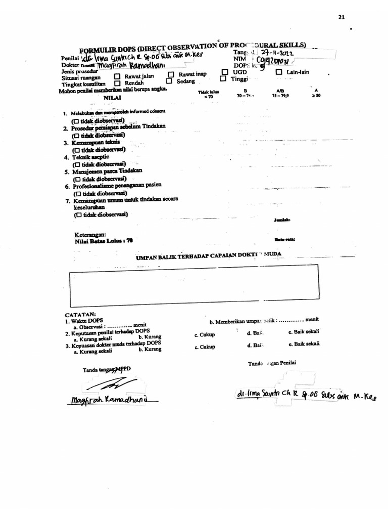 Formulir Dops MGG 9 | PDF